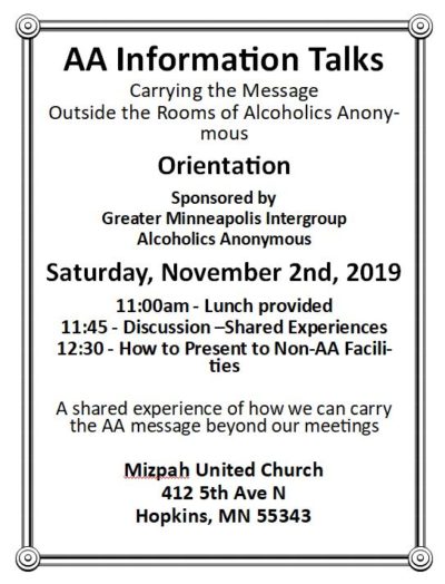 AA Information Talks Orientation - Greater Minneapolis Intergroup ...